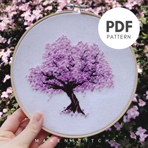 Cherry Blossom Embroidery Pattern PDF Tree Embroidery Pattern Tree ...
