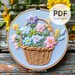 Flower Basket Hand Embroidery Design, Basket Hand Embroidery Pattern ...
