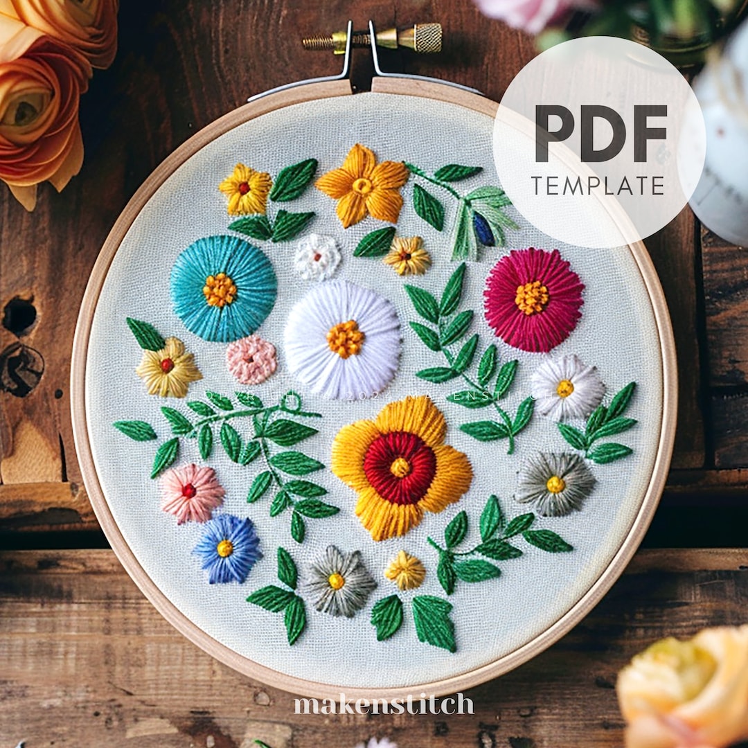 Colorful Flowers Hand Embroidery Design, Flowers Design, Flowers Hand ...