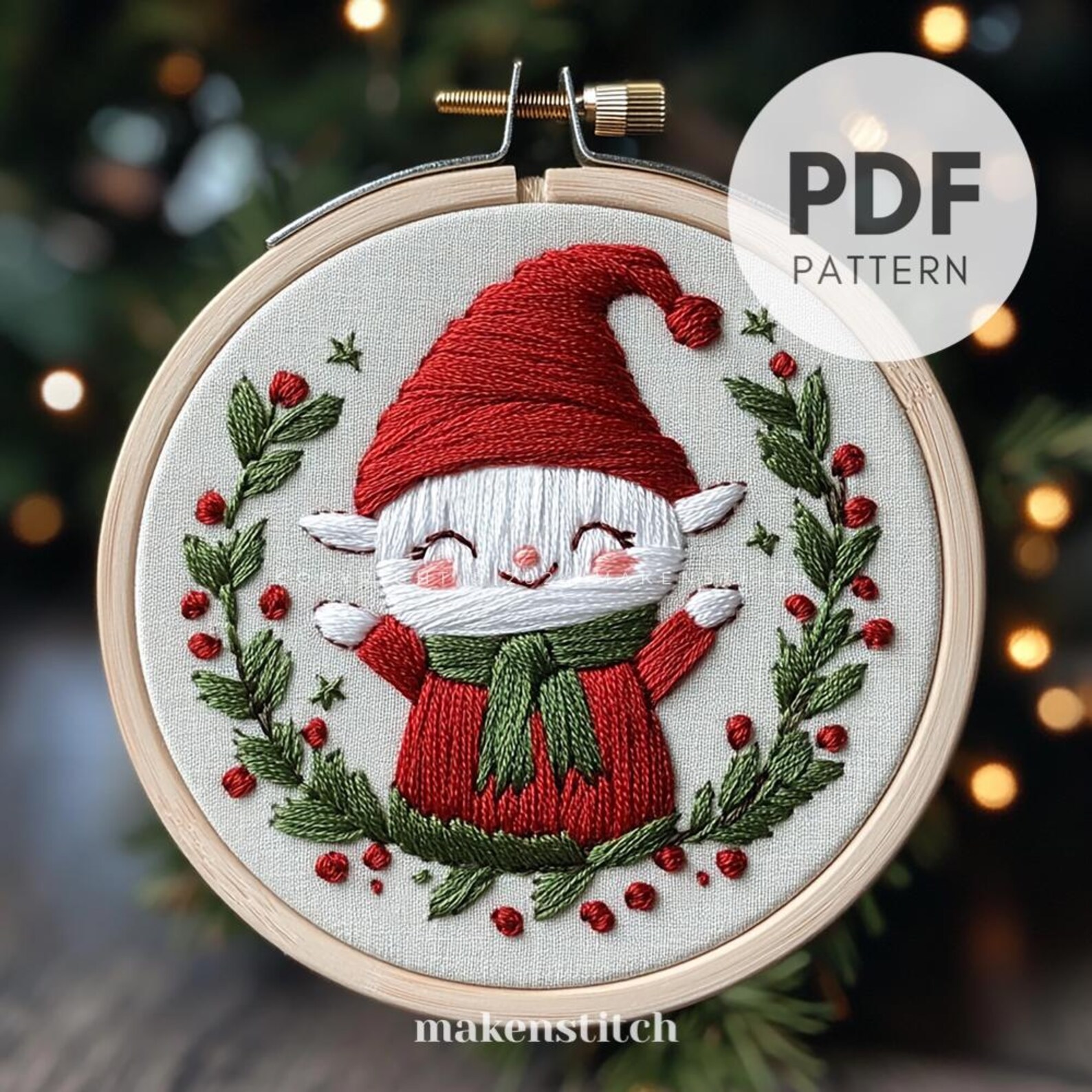 Christmas Elf Hand Embroidery Pattern: DIY Ornament (PDF) - Etsy
