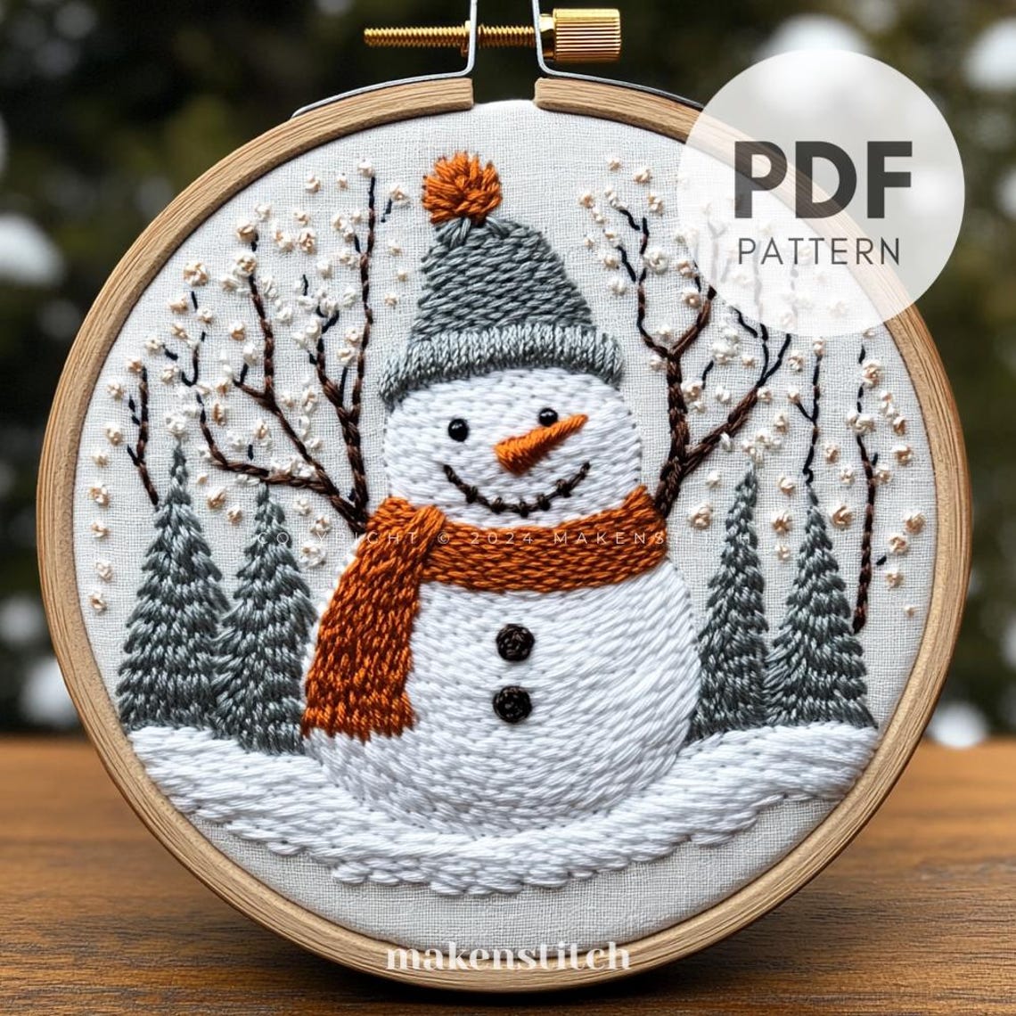 Snowman Embroidery Pattern: Cozy Christmas Design (PDF Digital Download ...