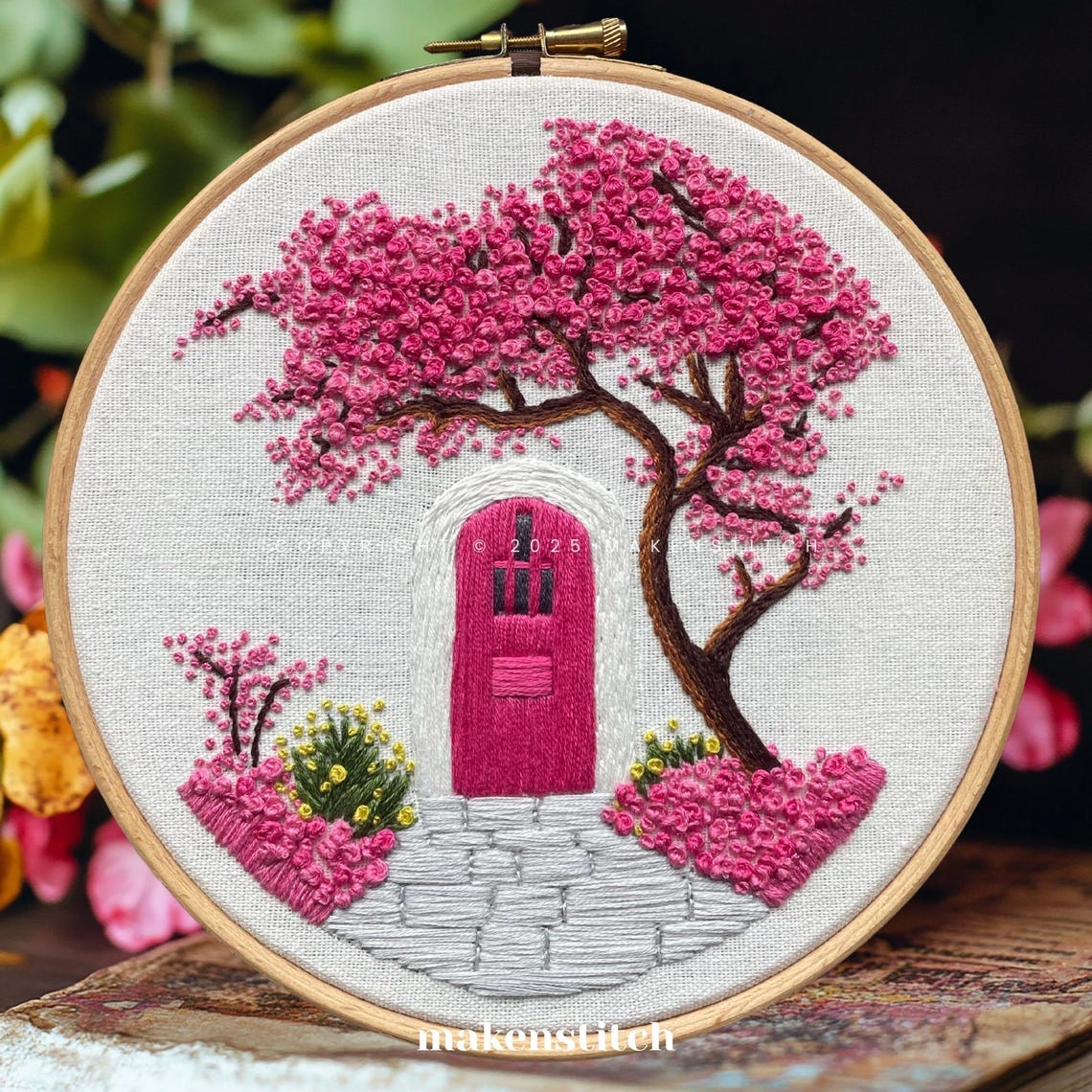 Cherry Blossom Tree Hand Embroidery Pattern, Sakura Tree Embroidery ...