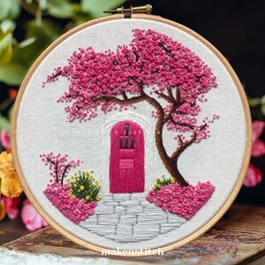 Cherry Blossom Tree Hand Embroidery Pattern, Sakura Tree Embroidery ...