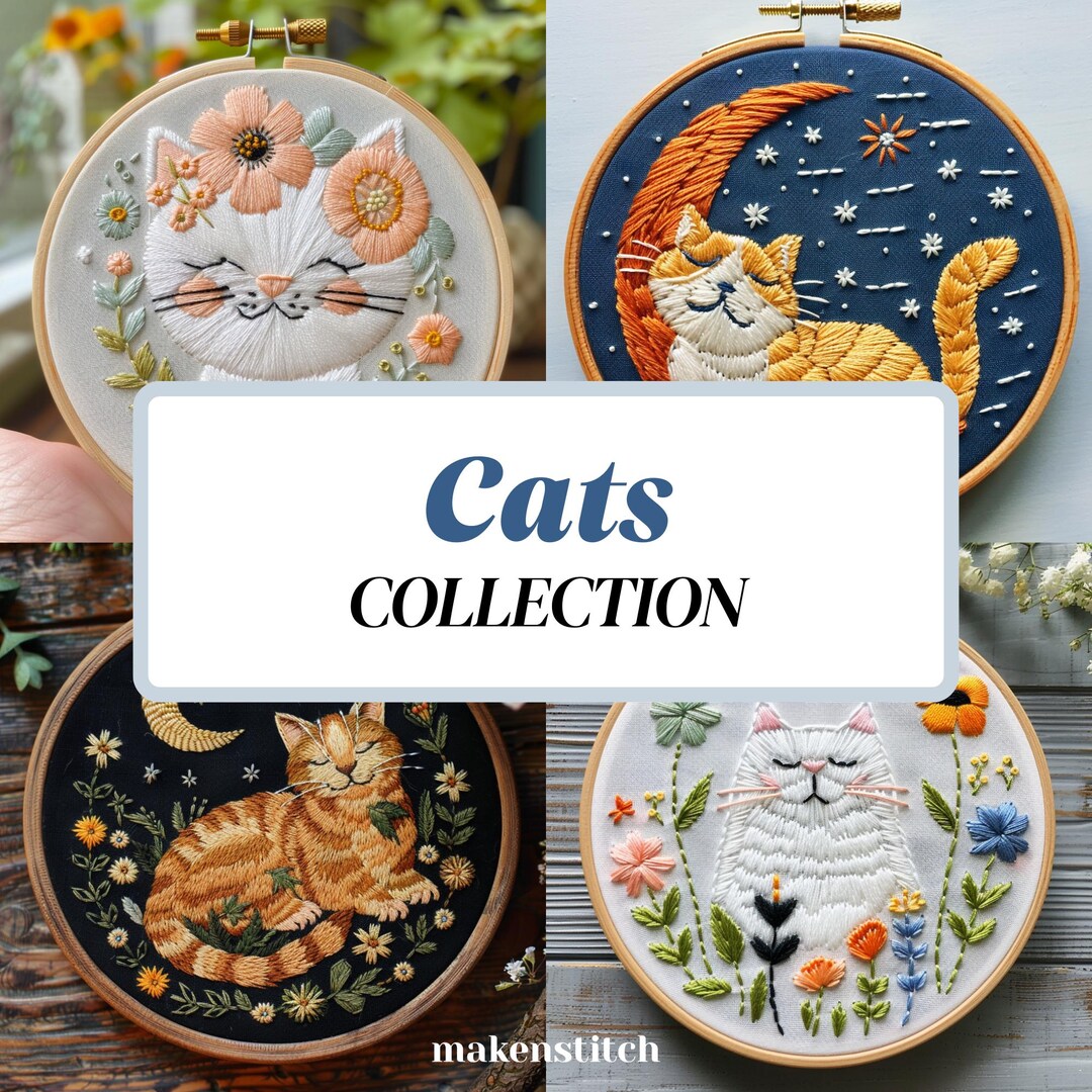 Cat Hand Embroidery Pattern Collection: Makenstitch (PDF Pattern) - Etsy