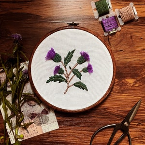 Thistle Flower Hand Embroidery Design, Floral Hand Embroidery Pattern ...