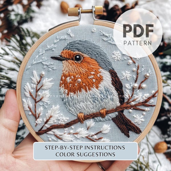 Robin Embroidery - Etsy UK