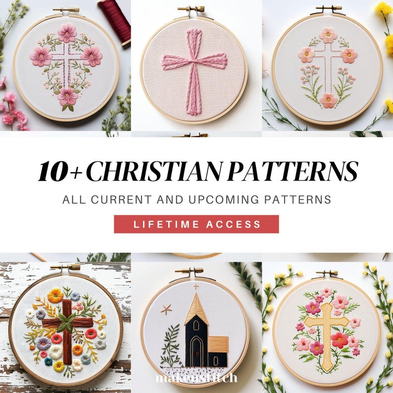 Christian Hand Embroidery Pattern Bundle: Floral Cross Designs (PDF) - Etsy
