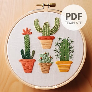 Houseplants Hand Embroidery Pattern, Houseplants Design, Cactus Hand ...