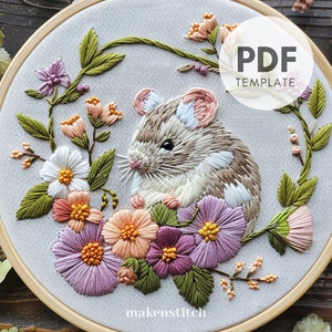 Forest Mouse Hand Embroidery Pattern: Woodland Animal Design (PDF) - Etsy