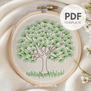 Green Tree Hand Embroidery Design, Tree Hand Embroidery, Tree Pattern ...