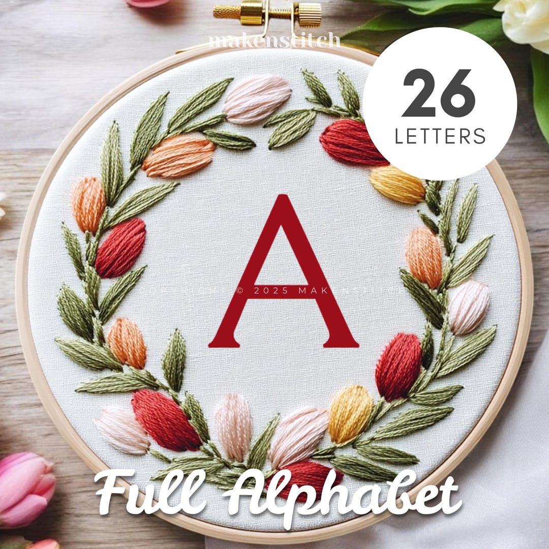 Floral Alphabet Embroidery, Alphabet Bundle, Hand Embroidery Patterns ...