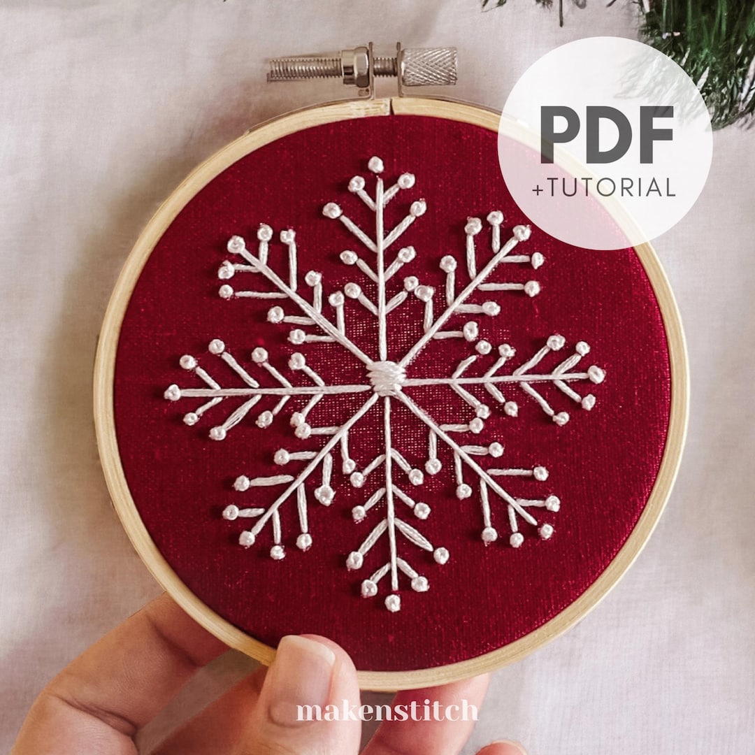 Christmas Snowflake Hand Embroidery Pattern, Snowflake Embroidery ...