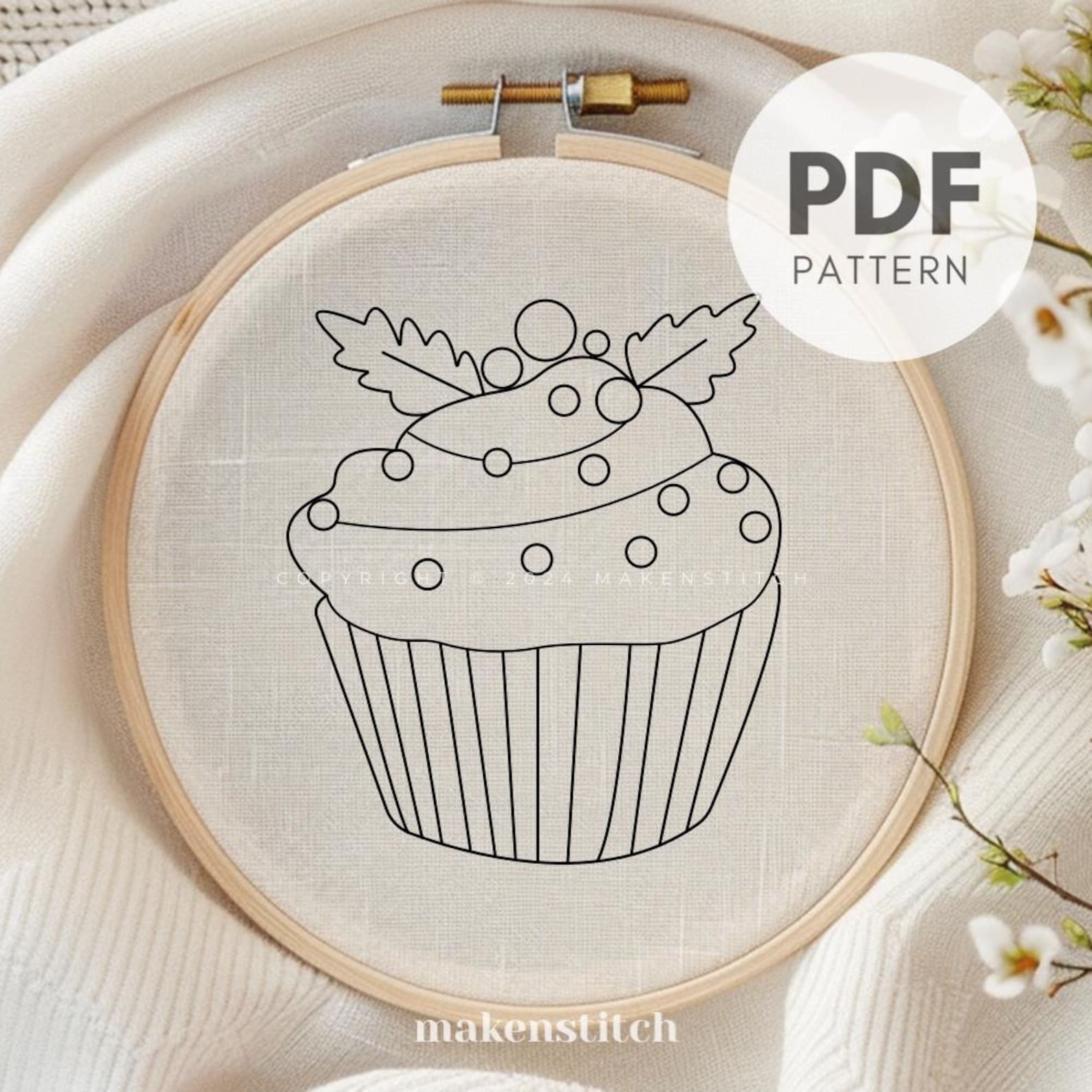 Festive Cupcake Hand Embroidery Pattern: Holiday Decor (PDF Pattern) - Etsy