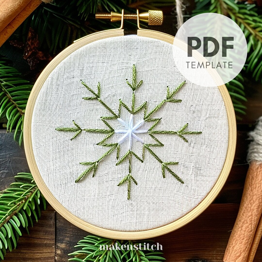 Simple Snowflake Hand Embroidery Pattern, Snowflake Design, Christmas ...