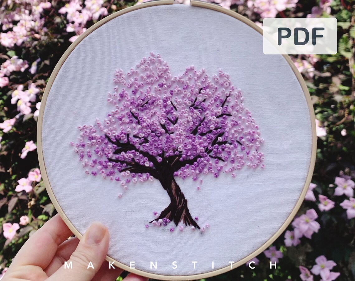 Cherry Blossom Embroidery Pattern PDF Tree Embroidery Pattern | Etsy