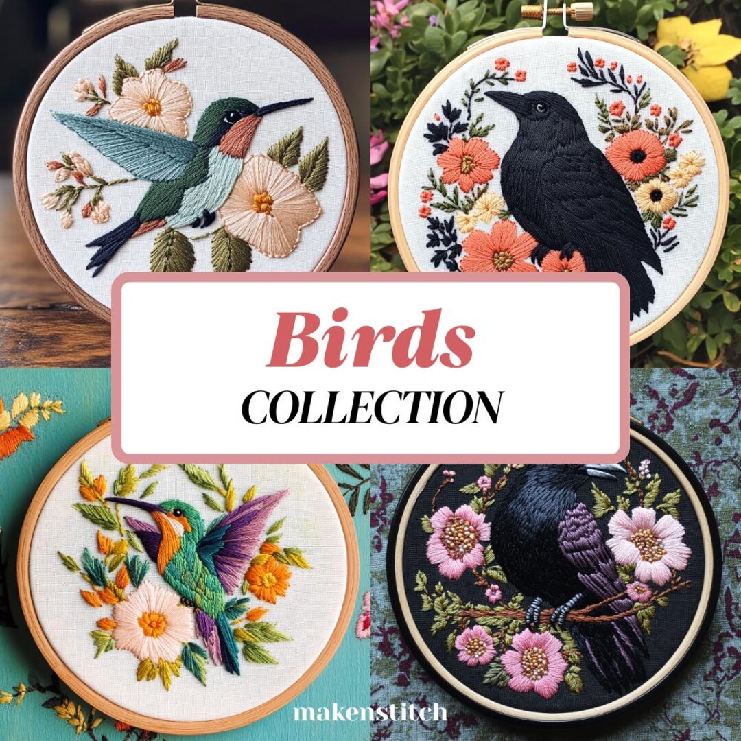 Bird Hand Embroidery Pattern Bundle: Spring Floral Designs (PDF) - Etsy