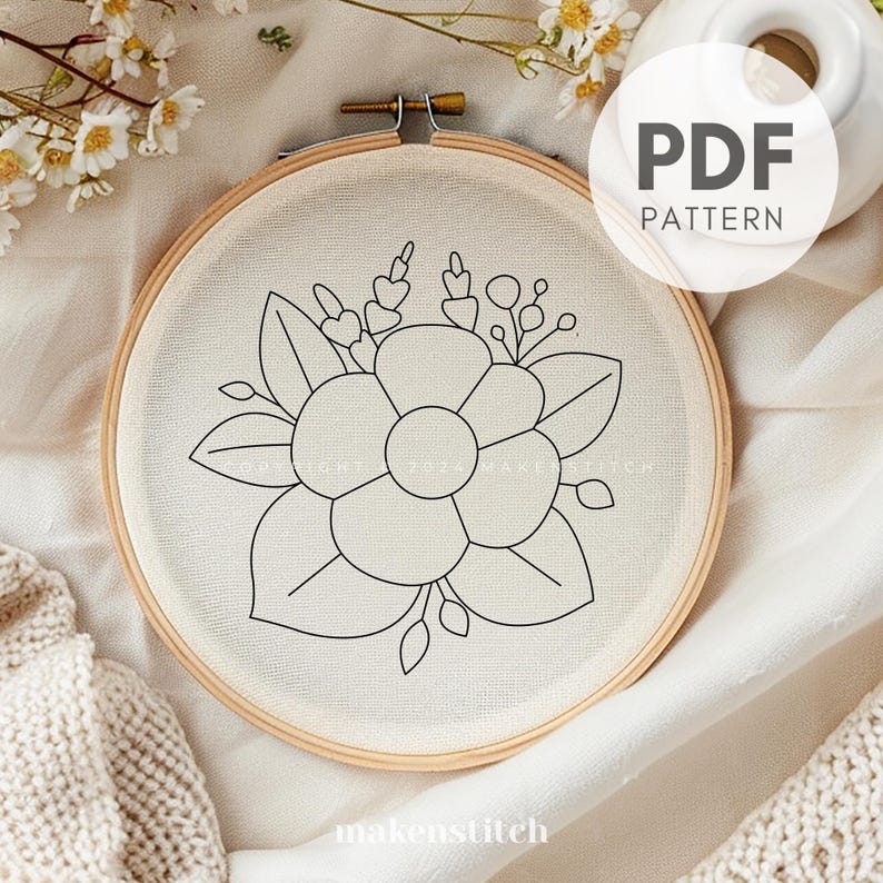 Autumn Floral Hand Embroidery Pattern: Fall Flower Design (PDF) - Etsy