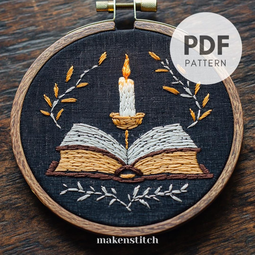 Witch Spellbook Hand Embroidery Pattern, Book Embroidery Pattern, Book ...