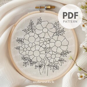 Marigold Bouquet Hand Embroidery Pattern, Marigold Embroidery Design ...