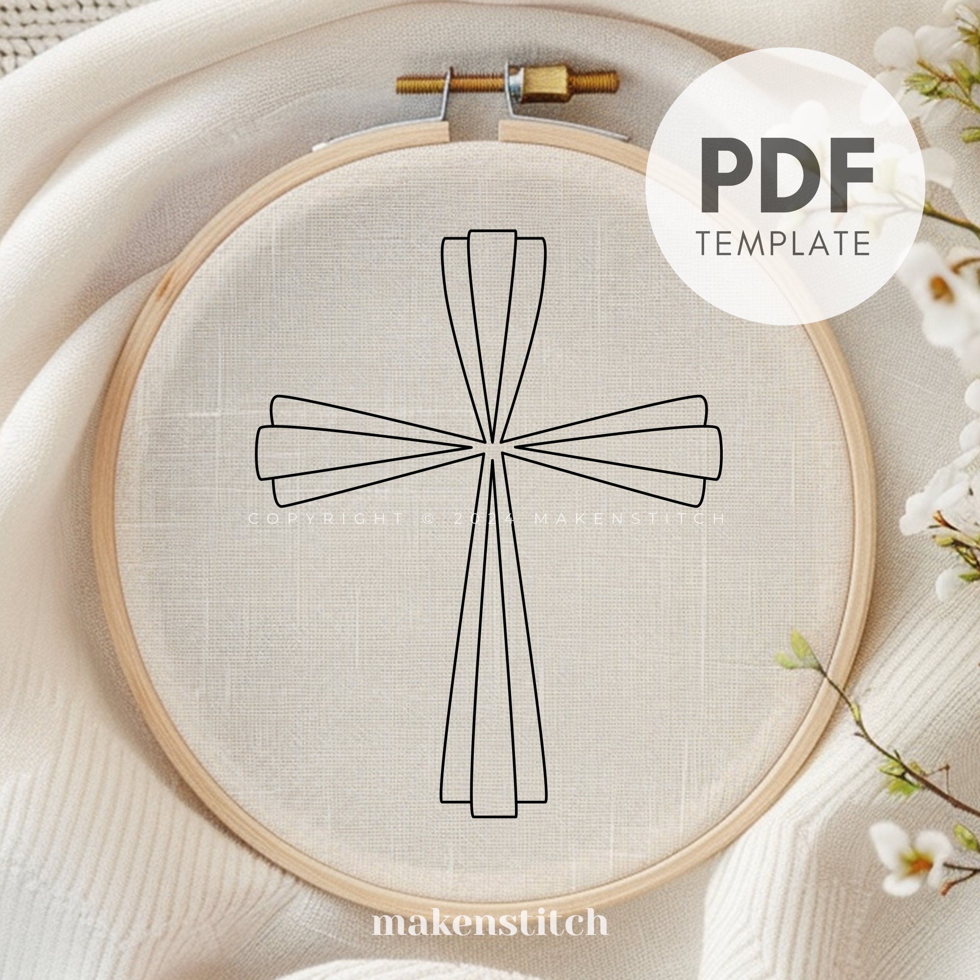Floral Cross Hand Embroidery Pattern: Catholic Design (PDF) - Etsy