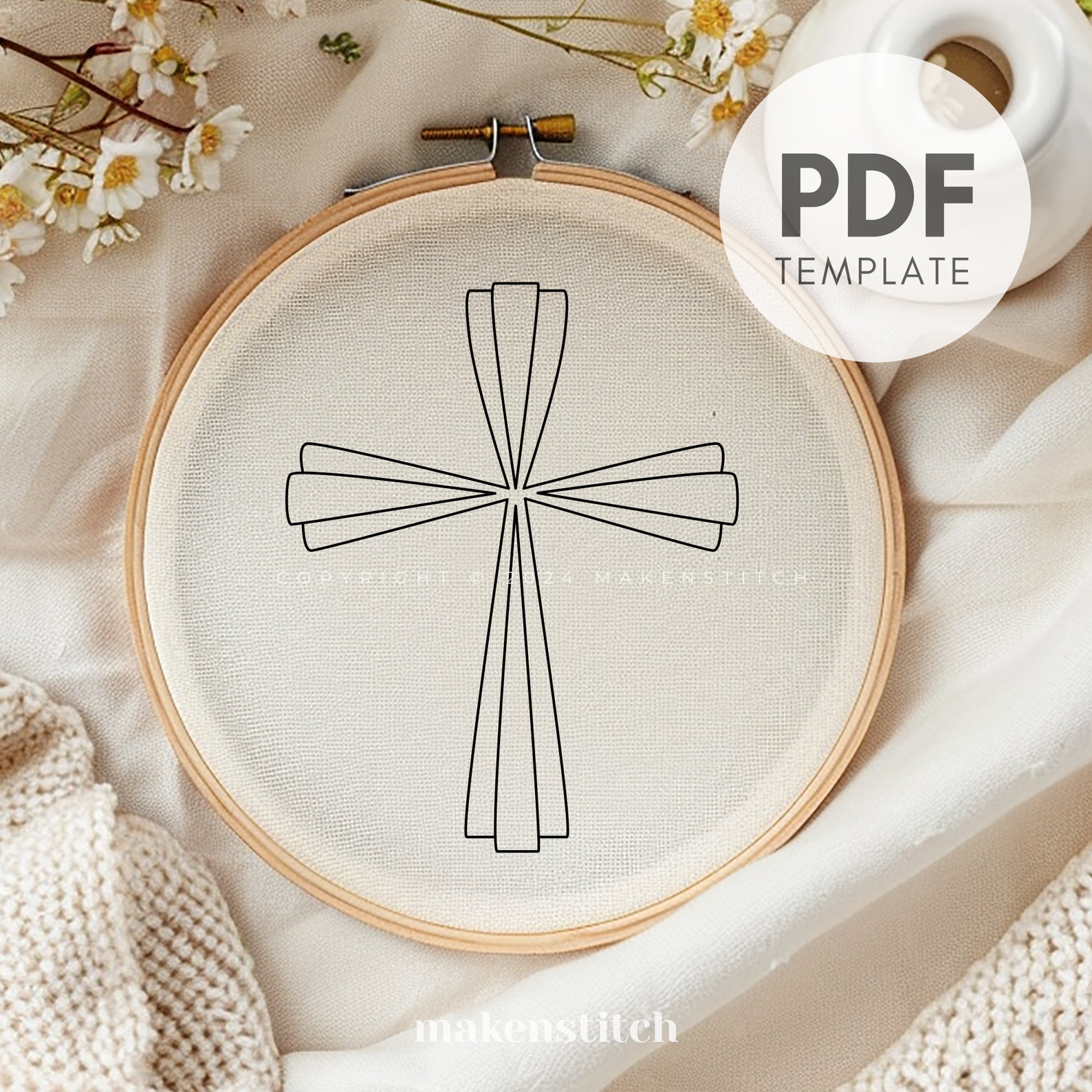 Floral Cross Hand Embroidery Pattern: Catholic Design (PDF) - Etsy