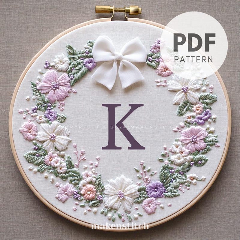 Initial K Embroidery - Etsy
