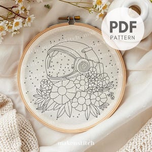 Floral Astronaut Embroidery Pattern: Cosmic Hoop Art (PDF Pattern) - Etsy