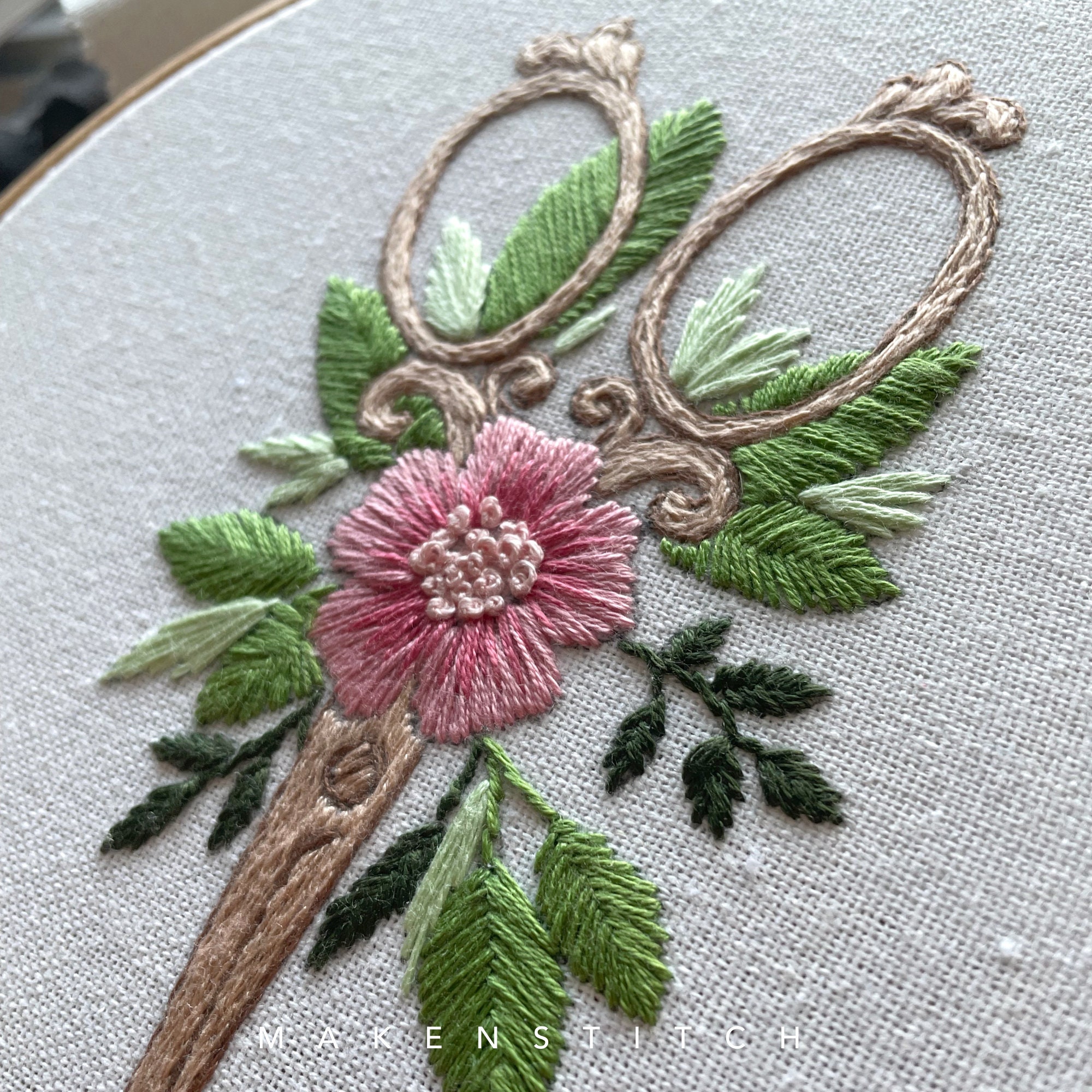 Floral Scissors Hand Embroidery Pattern: Flower Bunch Design (PDF) - Etsy