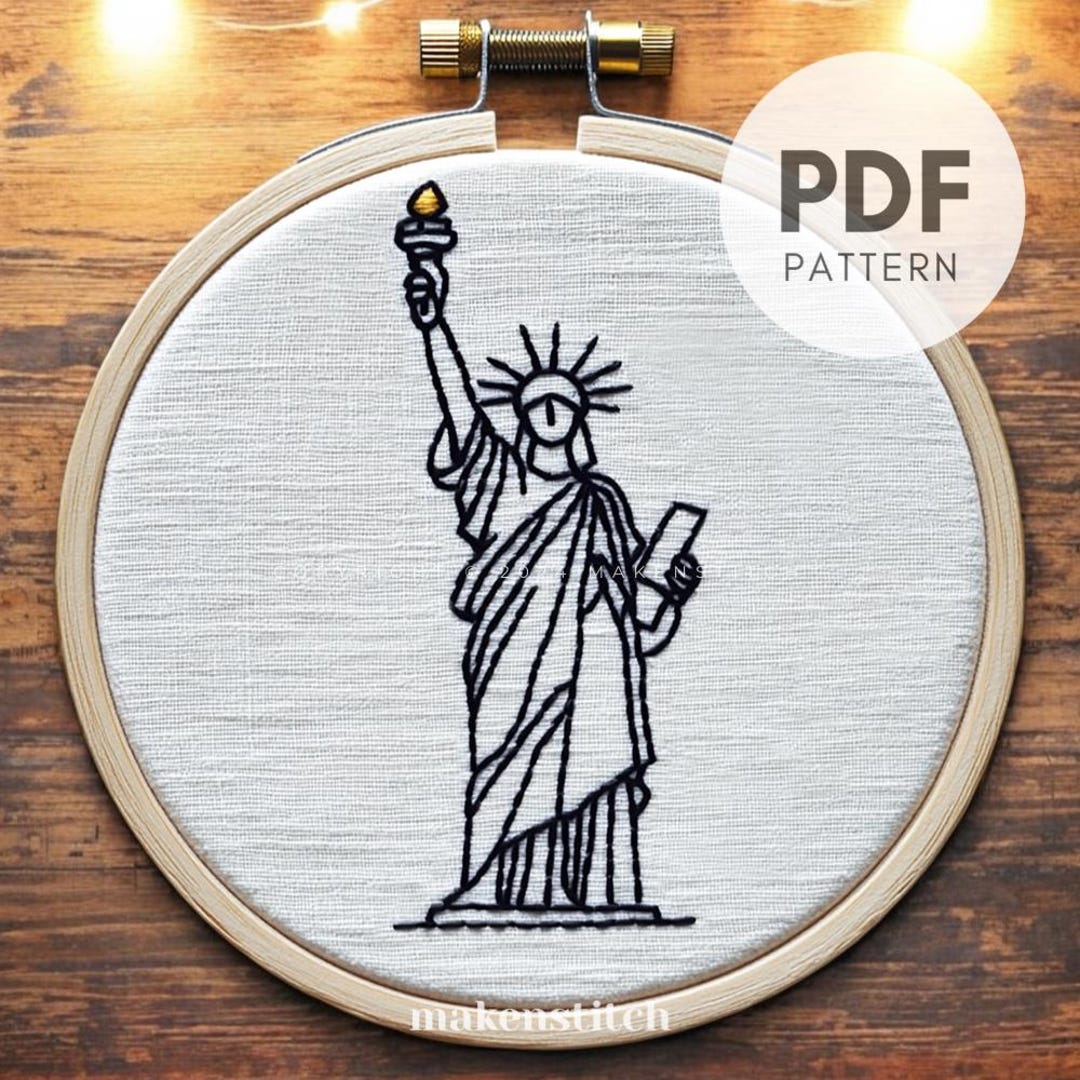 Statue of Liberty Embroidery Pattern, NYC Hand Embroidery Pattern ...