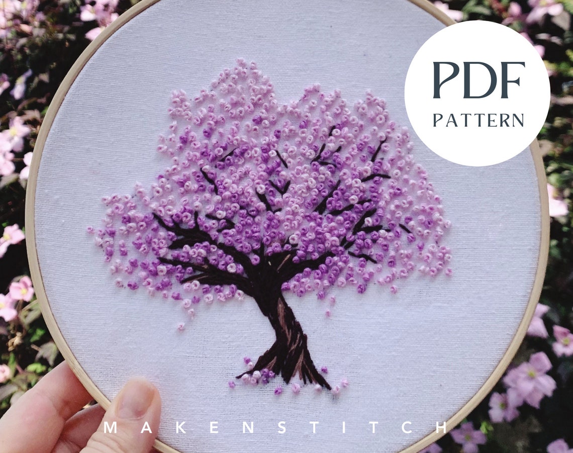 Cherry Blossom Embroidery Pattern PDF Tree Embroidery Pattern - Etsy UK