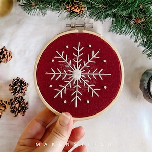 Snowflake Hand Embroidery Design, Set of 6 Ornaments, Snowflake Hand ...