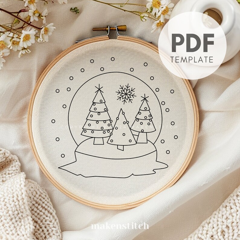 Snow Globe Hand Embroidery Pattern: Winter Christmas Design (PDF) - Etsy