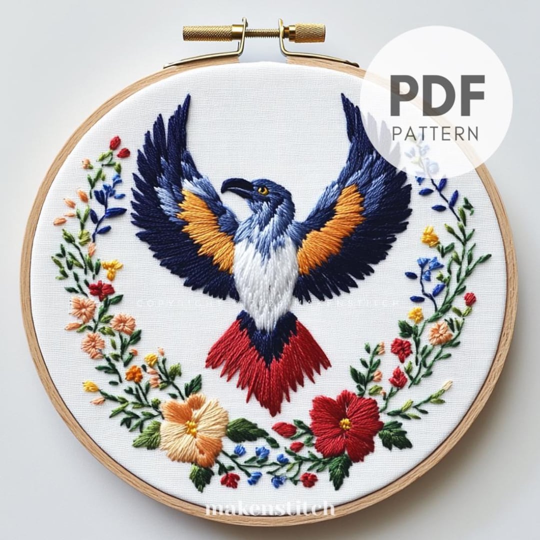 Vulture Hand Embroidery Pattern: Bird of Prey Design (digital Download ...