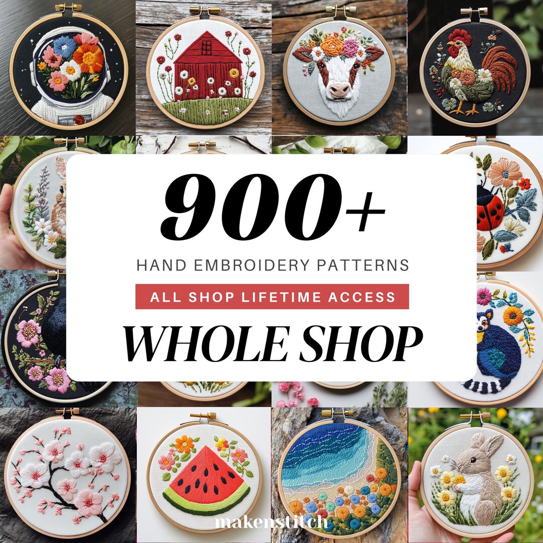 BUNDLE PACK Hand Embroidery Patterns, Whole Shop Bundle, Hand ...