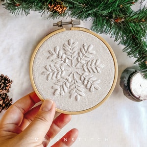 Snowflake Hand Embroidery Design, Set of 6 Ornaments, Snowflake Hand ...