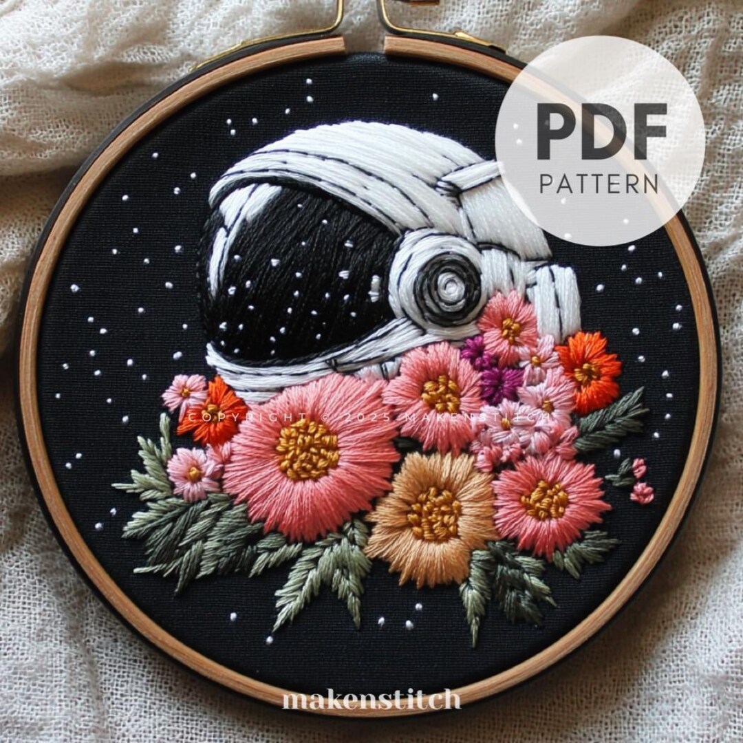 Floral Astronaut Embroidery Pattern: Cosmic Hoop Art (PDF Pattern) - Etsy
