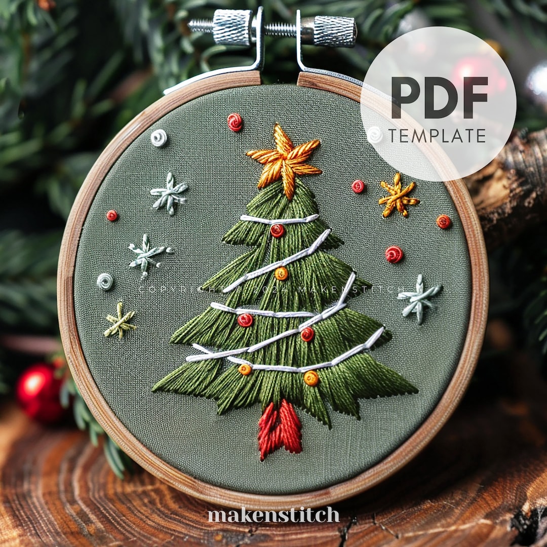 Christmas Tree Hand Embroidery Design, Christmas Tree Pattern ...