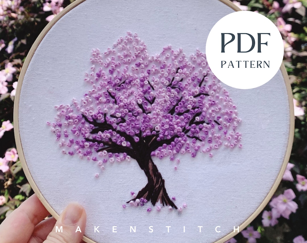 Cherry Blossom Embroidery Pattern PDF Tree Embroidery Pattern Tree ...