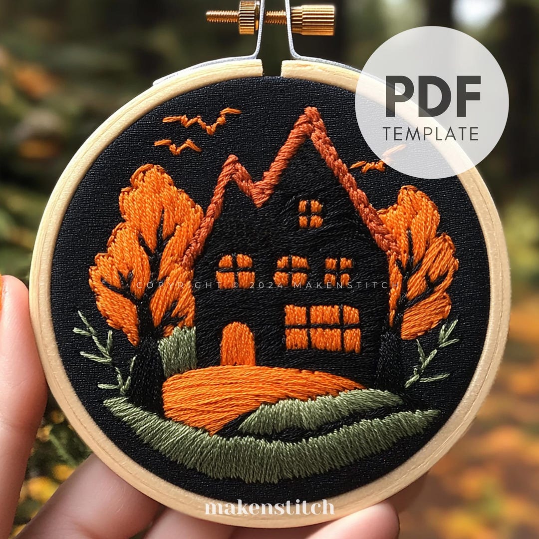 Spooky House Hand Embroidery Pattern: Halloween Decor (PDF) - Etsy