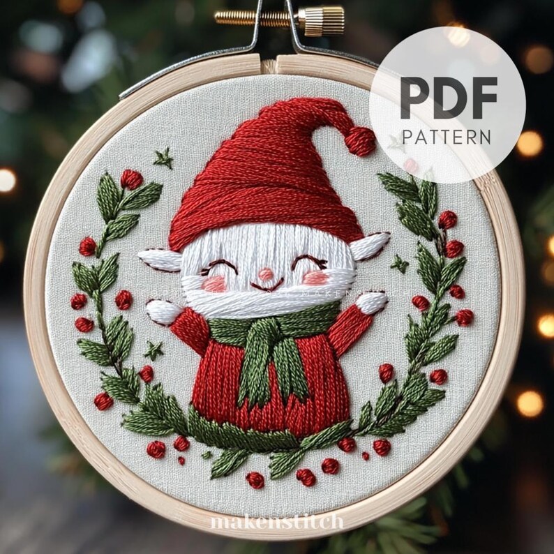 Christmas Elf Hand Embroidery Pattern: DIY Ornament (PDF) - Etsy