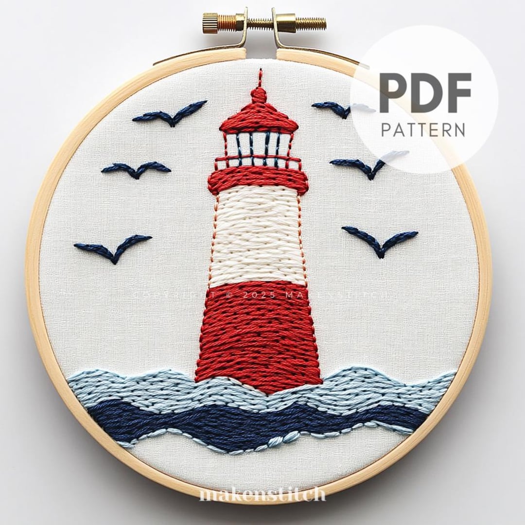 Nautical Theme Embroidery Design, Hand Embroidery, PDF Pattern, Nursery ...