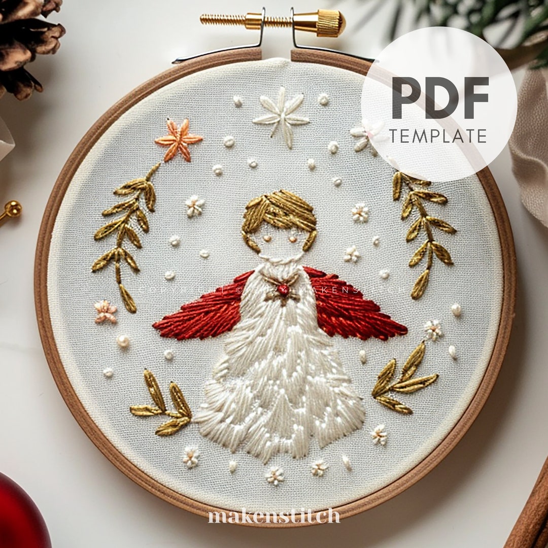 Christmas Angel Hand Embroidery Pattern, Christmas Angel Embroidery ...