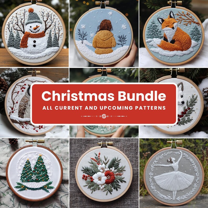 Christmas Embroidery Pattern Bundle 100 Designs PDF, Winter Hand ...