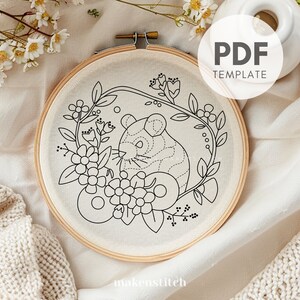 Forest Mouse Hand Embroidery Pattern: Woodland Animal Design (PDF) - Etsy