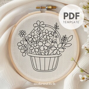 Flower Basket Hand Embroidery Design, Basket Hand Embroidery Pattern ...
