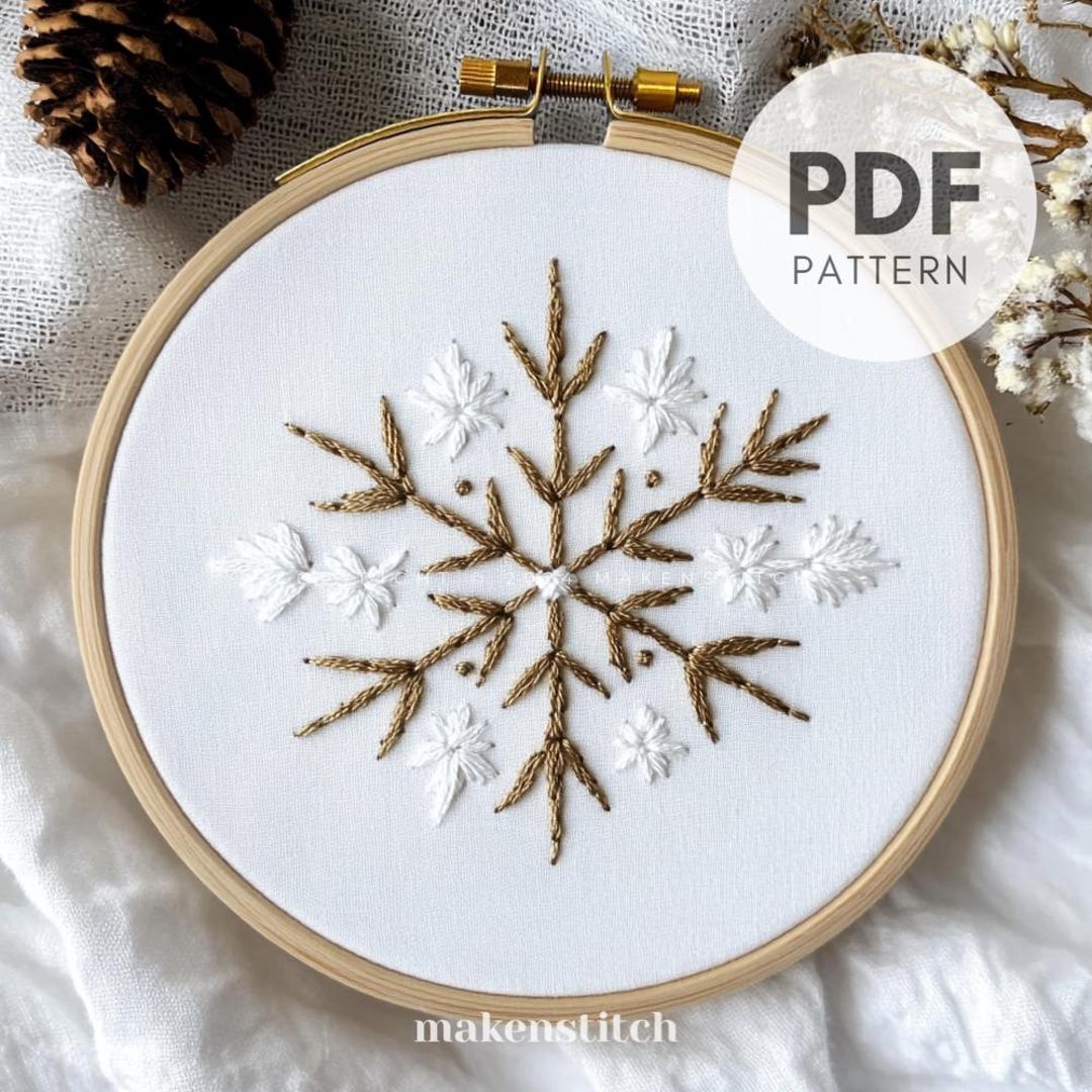 Snowflake Embroidery Pattern PDF: Scandinavian Holiday Design - Etsy