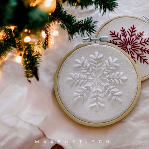 Snowflake Hand Embroidery Design, Set of 6 Ornaments, Snowflake Hand ...