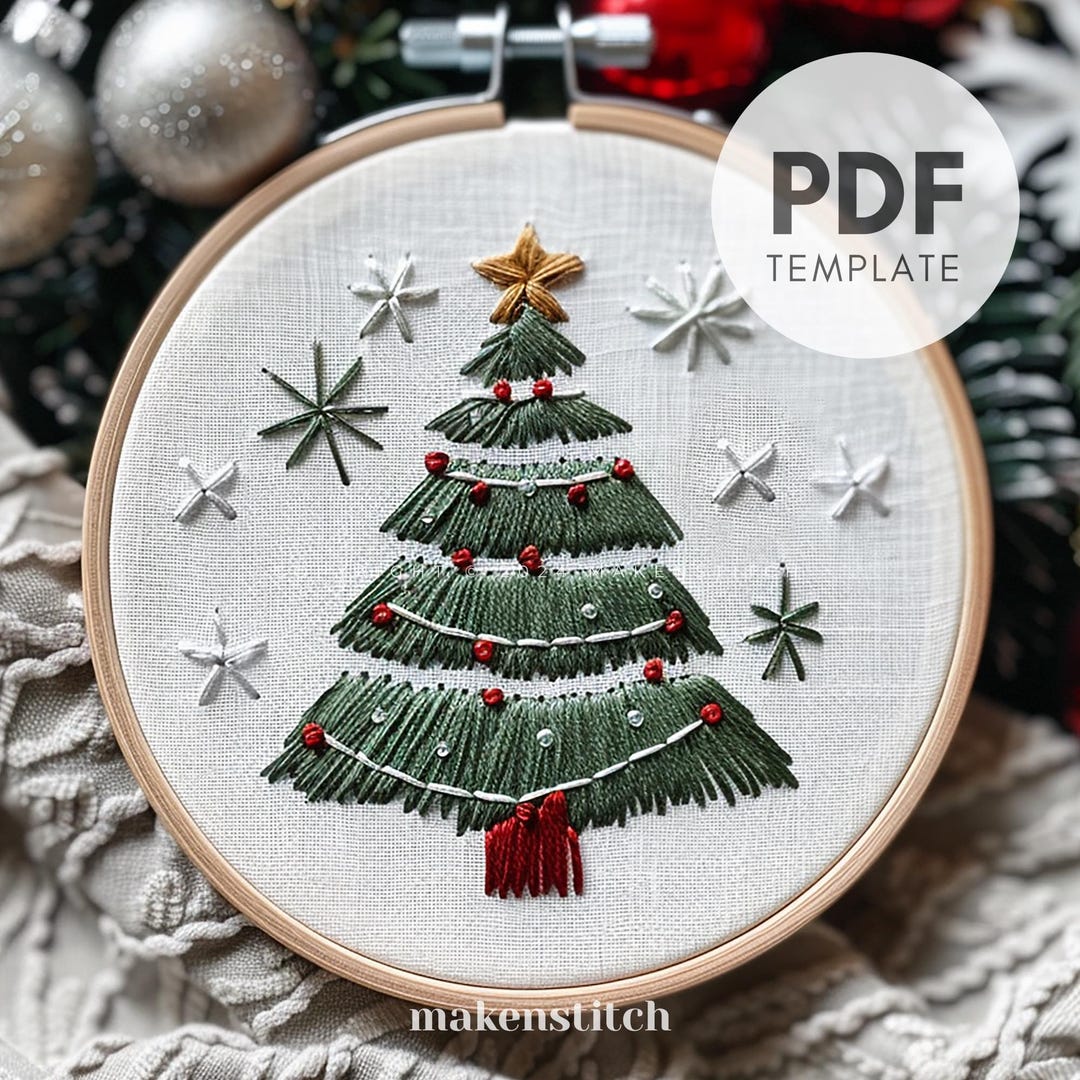 Christmas Tree Hand Embroidery Pattern: Winter Holiday Craft (PDF ...