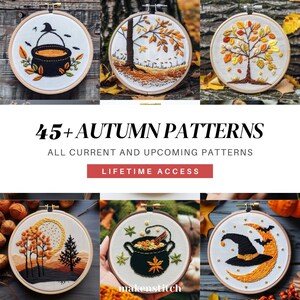 Fall Embroidery Designs: Autumn & Halloween Pattern Bundle (PDF) - Etsy