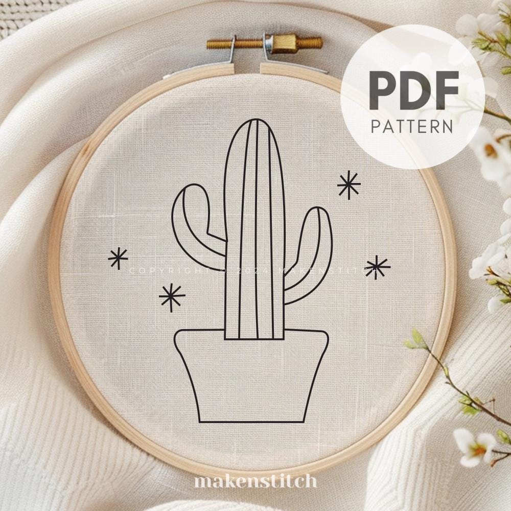 Cactus Hand Embroidery Pattern: Houseplant Design (digital Download) - Etsy